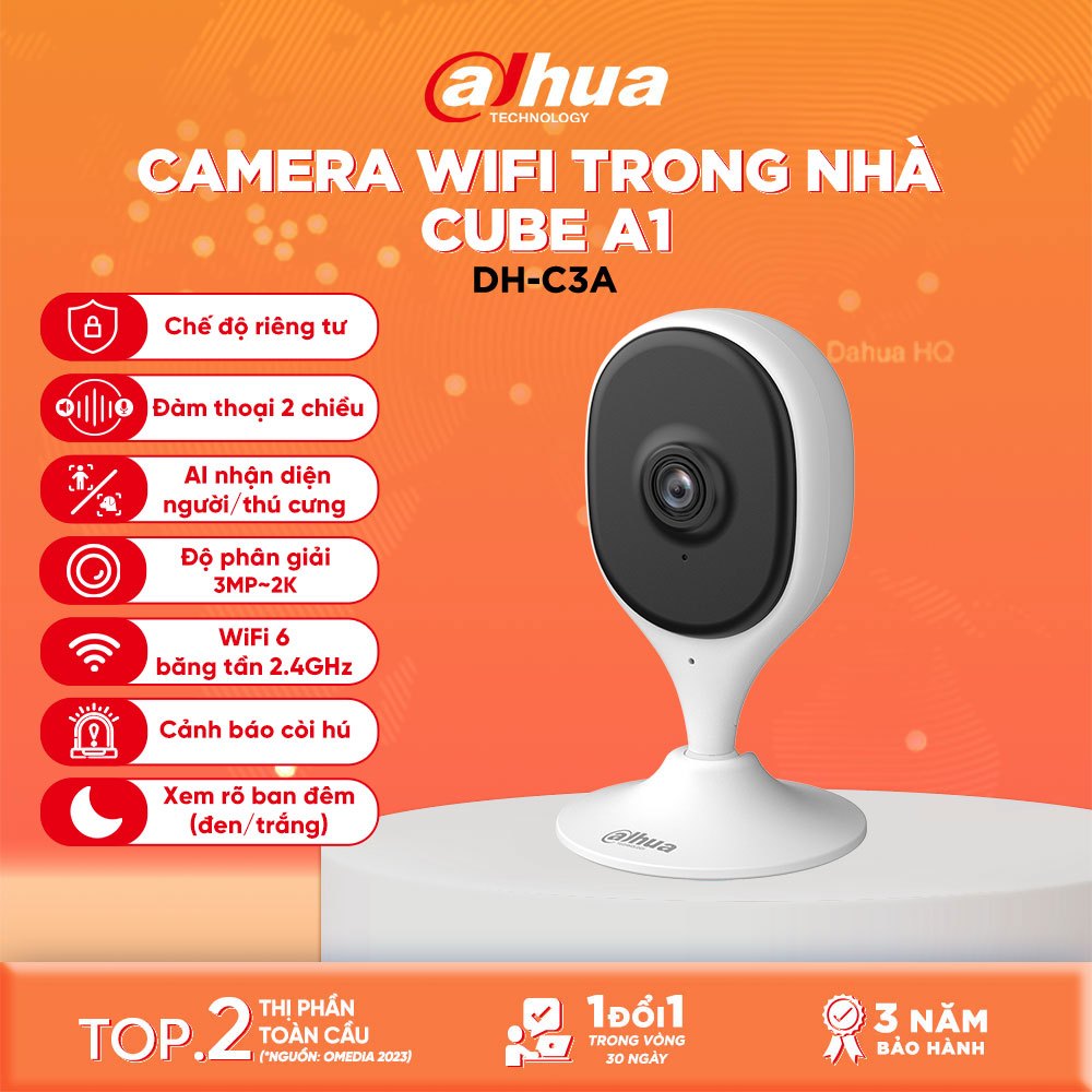 Camera Wifi Dahua Cube A1 3MP/5MP Đàm thoại 2 chiều , Đế nam châm tự ...
