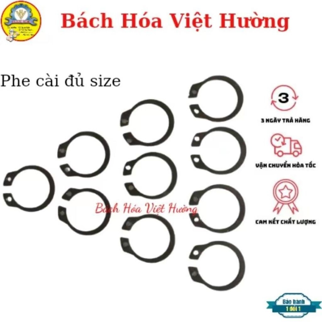 Sét 10 - 20 chiếc phanh trục, vòng lò xo, vòng phe, phe gài trục, vòng ...