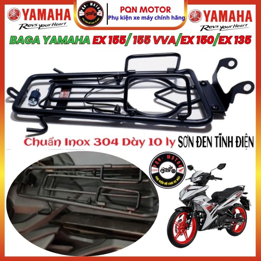 Baga Giữa EX155 Ex 150 Ex 135 Inox 10 Ly Cao Cấp – Sơn Đen Tĩnh Điện ...
