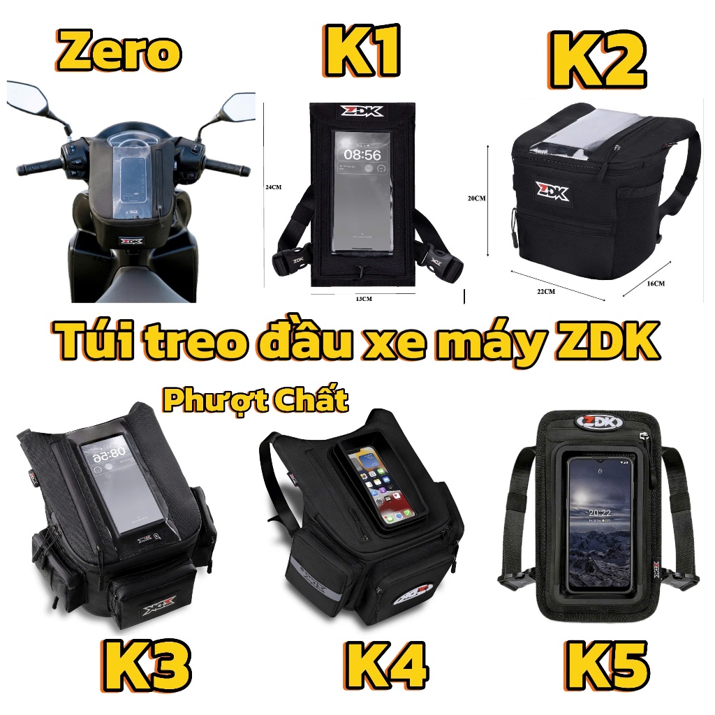 Túi Grab ZDK treo đầu xe máy-Túi ZDK K1,ZDK K2, ZDKK3 có ngăn đựng đồ tiện lợi đi ship hàng,đi ...
