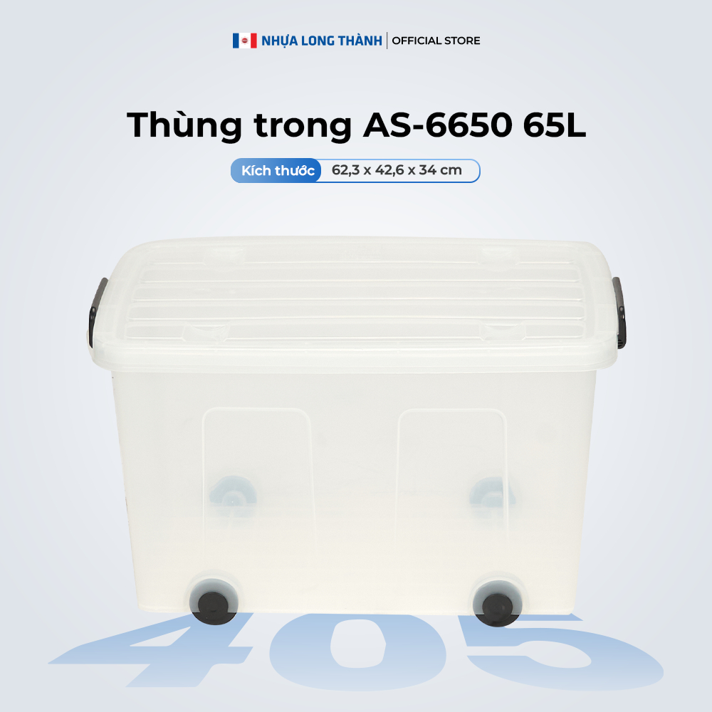 Thùng nhựa trong NHỰA LONG THÀNH AS-6550 có nắp, bánh xe chuyên dụng để ...