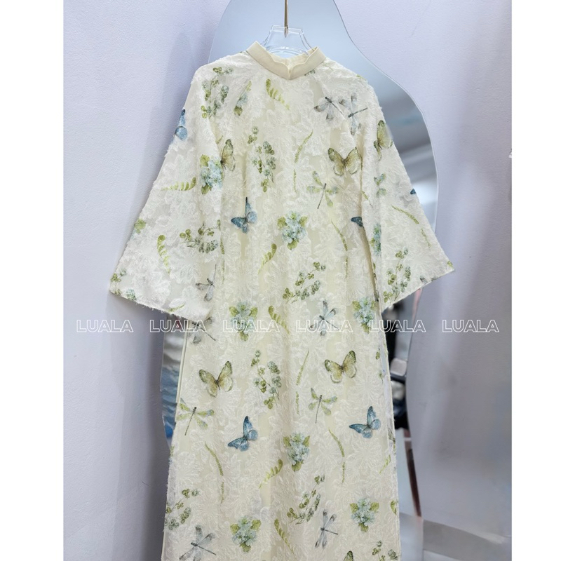 [LUALA] Áo dài An Hạ chất tơ dệt lông mềm mịn in hoạ tiết, phom dáng ...