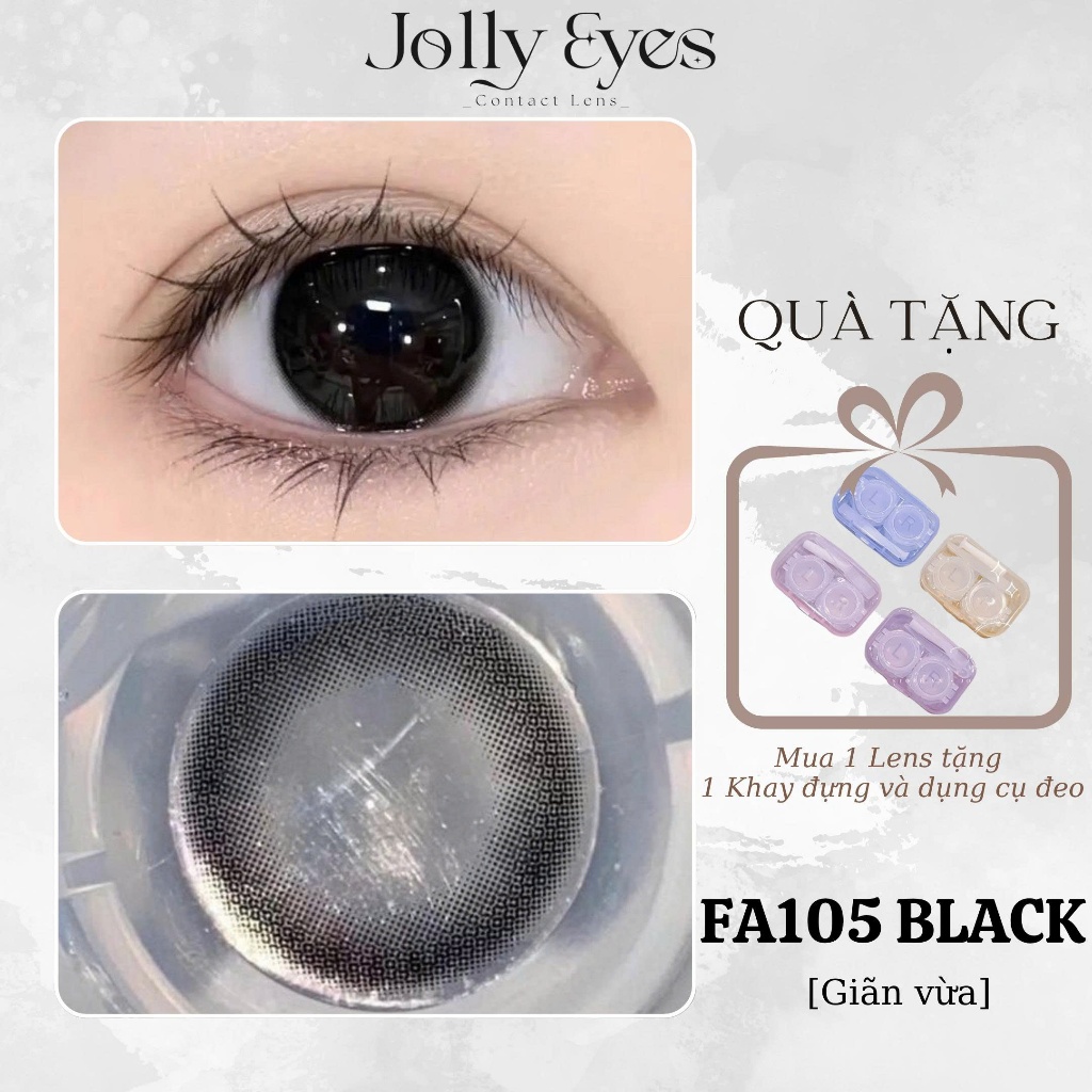 Lens cận FA 105 BLACK Giãn vừa Kính áp tròng JOLLY EYES | Shopee Việt Nam