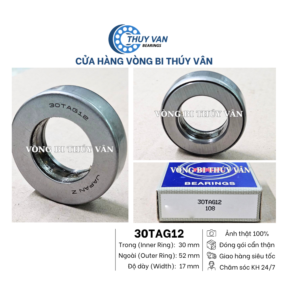 Vòng bi bạc đạn chà, tỳ, bi cầu, hạt tròn xe nâng 30TAG12 (30x52x17 ...