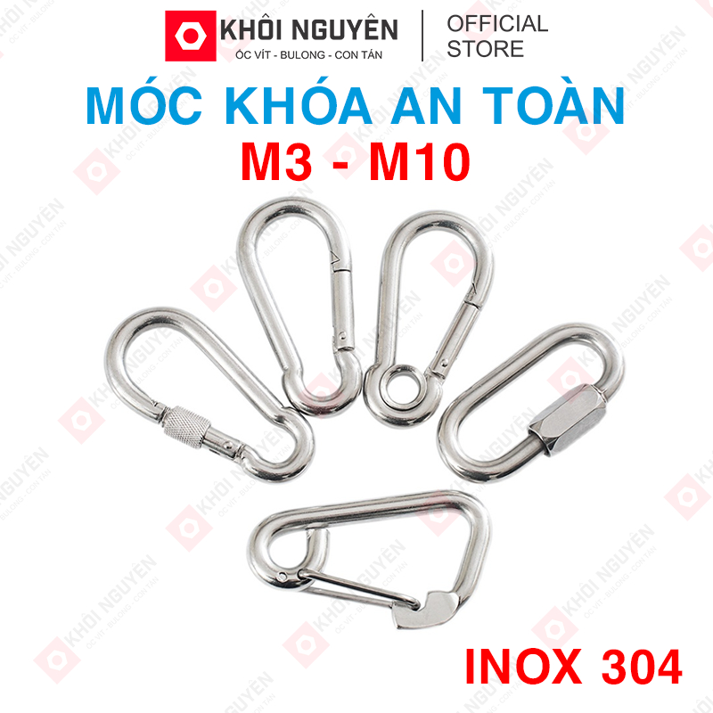 Móc Khóa An Toàn Carabiner Inox 304, Móc Bảo Hiểm, Móc Treo Võng | Size M3 M4 M5 M6 M7 M8 M9 M10 ...
