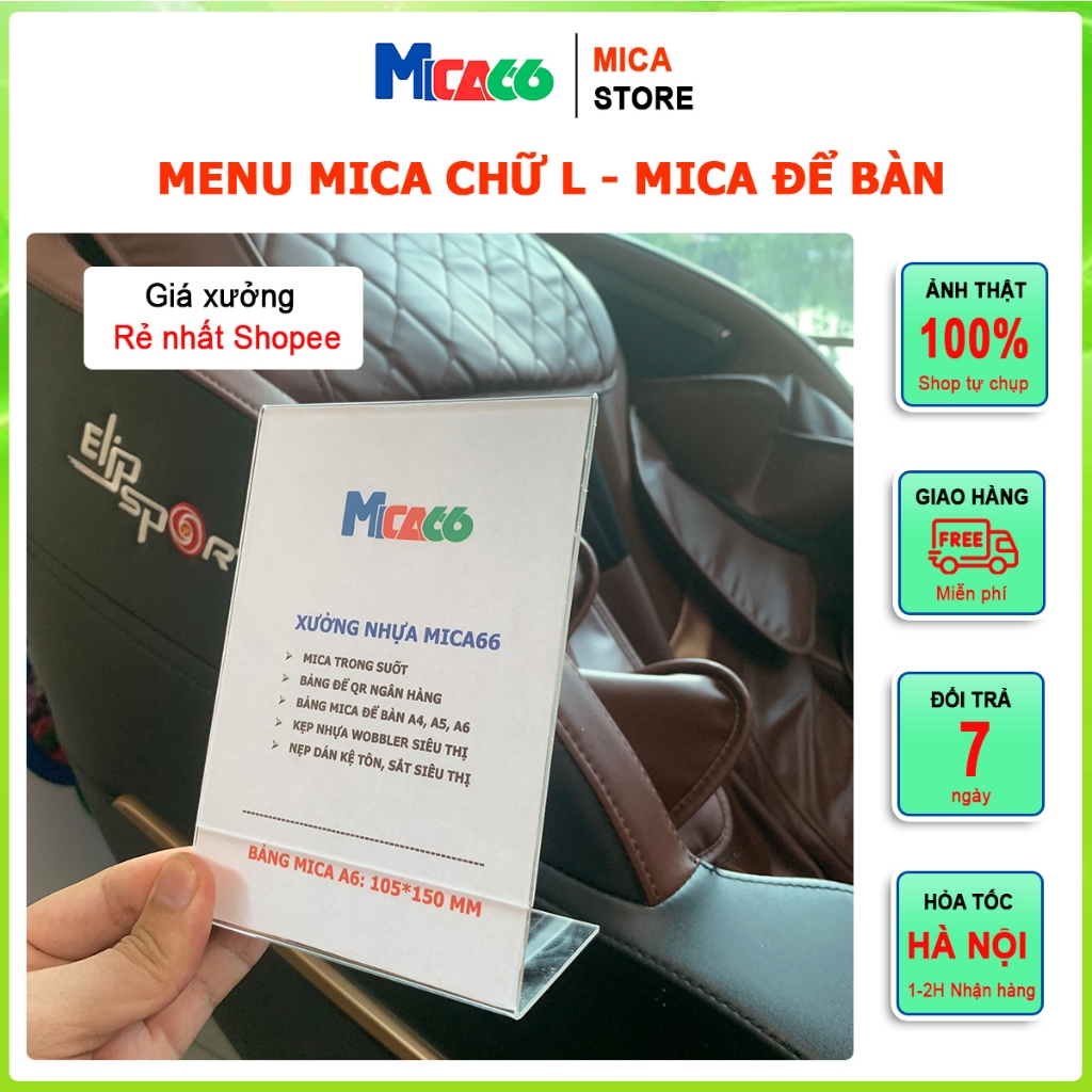 Menu Mica L, Bảng giá mica, Tag thông tin mini để bàn, trong suốt ...