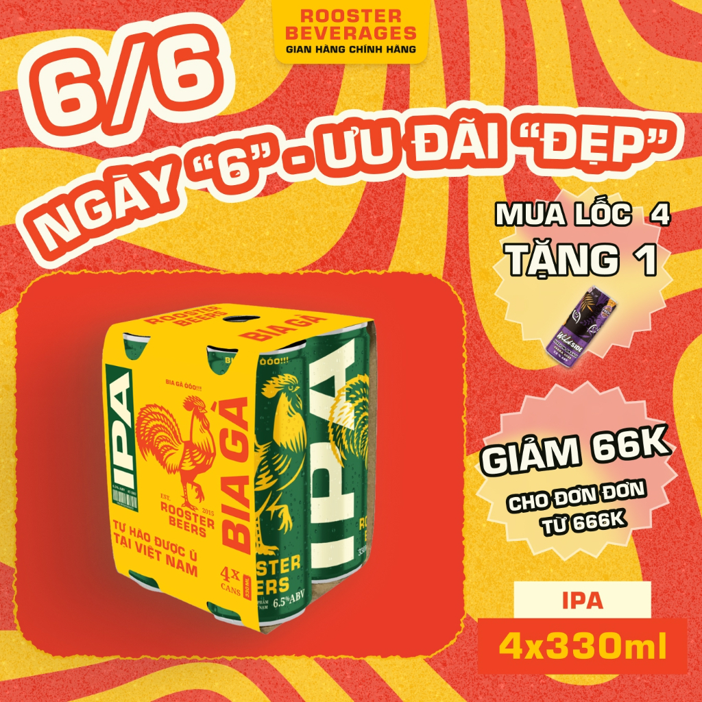 06-09.06 Bia thủ công | Rooster Beers IPA (Bia Gà IPA) Lốc 4 lon x ...