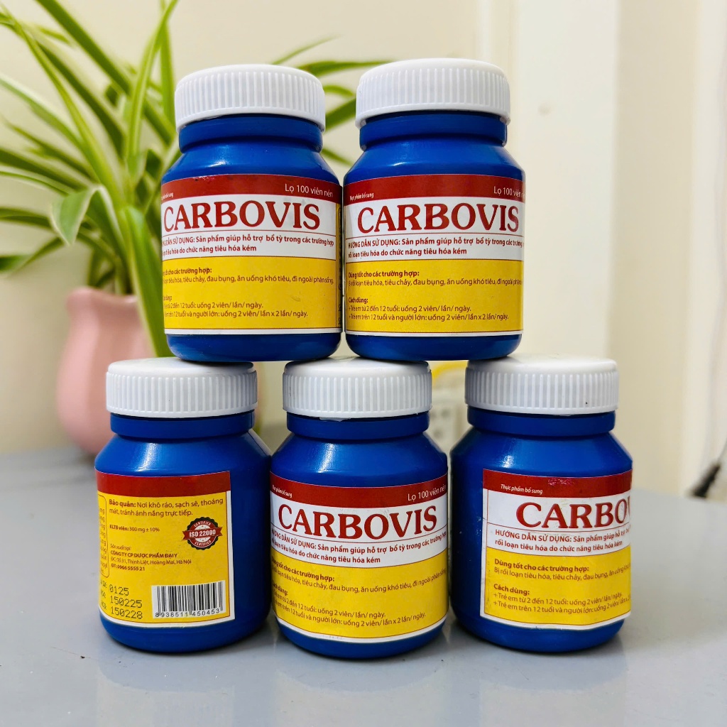 Tiêu đen than hoạt tính Carbovis 100 viên | Shopee Việt Nam