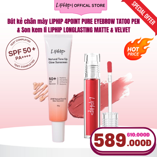 [LIPHIP] COMBO Kem chống nắng LIPHIP Natural Tone Up Glow Sunscreen và ...