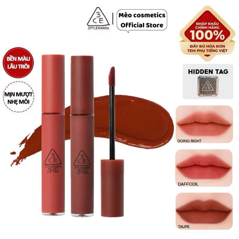 [CHÍNH HÃNG TEM PHỤ] Son Kem Lì 3CE Lên Màu Chuẩn Velvet Lip Tint 4g ...