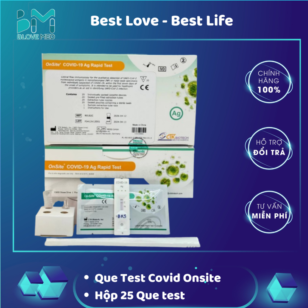 Que test nhanh Covid-19 Onsite tại nhà (Hộp 25 Que) | Shopee Việt Nam