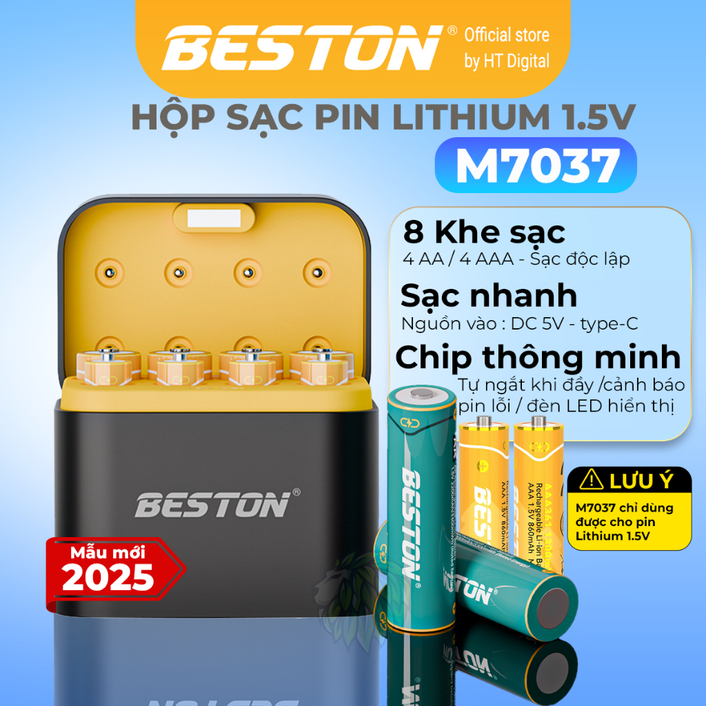 Pin sạc 1.5V dung lượng cao đến 3600mW, Sạc M7037 dùng cho pin 2A 3A ...