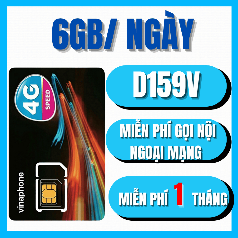 [ 6GB X 30 NGÀY ] Mua Sim Vinaphone Tặng 1 Tháng Vào Mạng D159V Ưu Đãi 180GB/Tháng Free Nghe Gọi ...