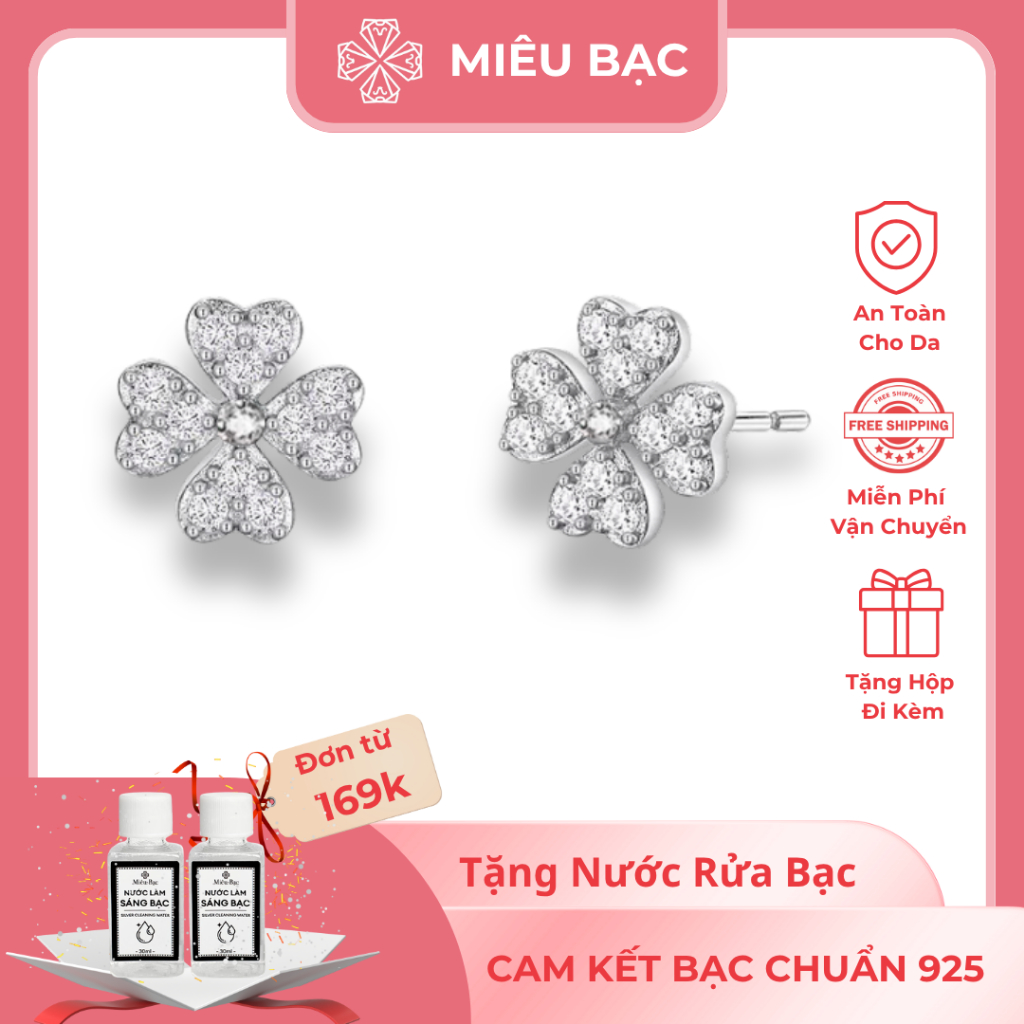 Bông tai nữ Miêu Bạc Cỏ May Mắn chất liệu bạc 925 thời trang phụ kiện trang sức nữ E044 | Shopee ...
