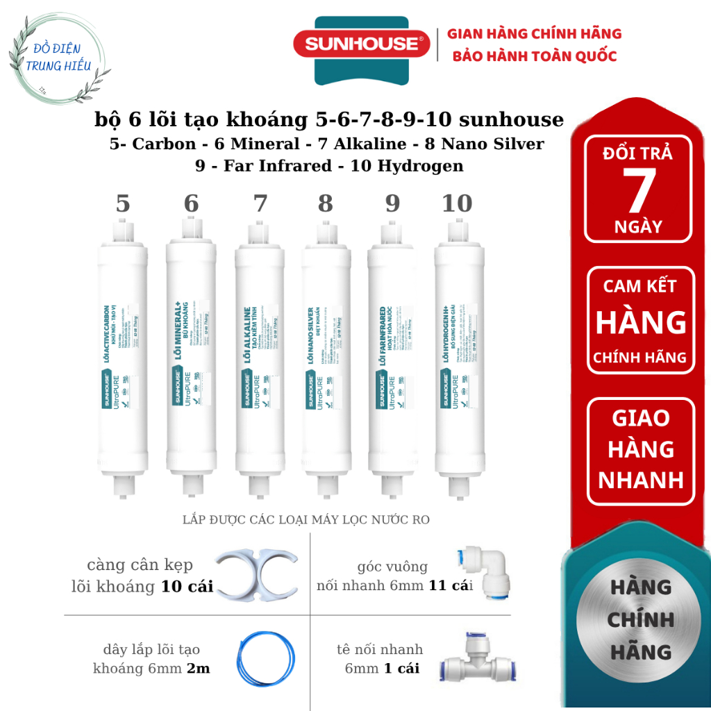 Bộ 6 lõi lọc tạo khoáng 5678910 SUNHOUSE hàng chính hãng - lắp được các ...