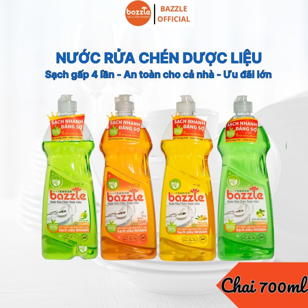 Nước Rửa Chén Bazzle Đánh Bay Mỡ Nhờ Enzyme Thảo Dược Tự Nhiên, Dịu Nhẹ ...