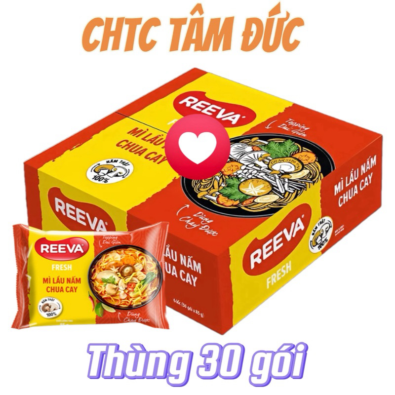 Thùng 30 gói Mì Reeva lẩu nấm chua cay gói 85g | Shopee Việt Nam