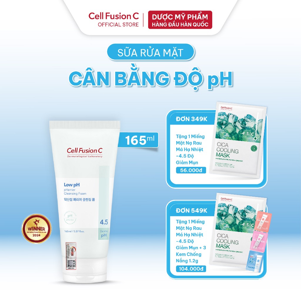 Sữa Rửa Mặt Cấp Ẩm & Cân Bằng Độ pH Trên Da Cell Fusion C Low pH pHarrier Cleansing Foam 165ML ...