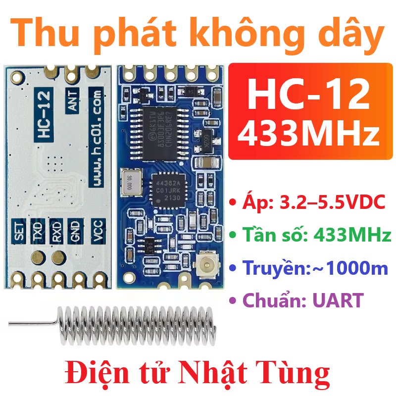 Module truyền nhận HC-12 433MHz không dây chuẩn giao tiếp UART khoảng cách truyền ~1000m ...