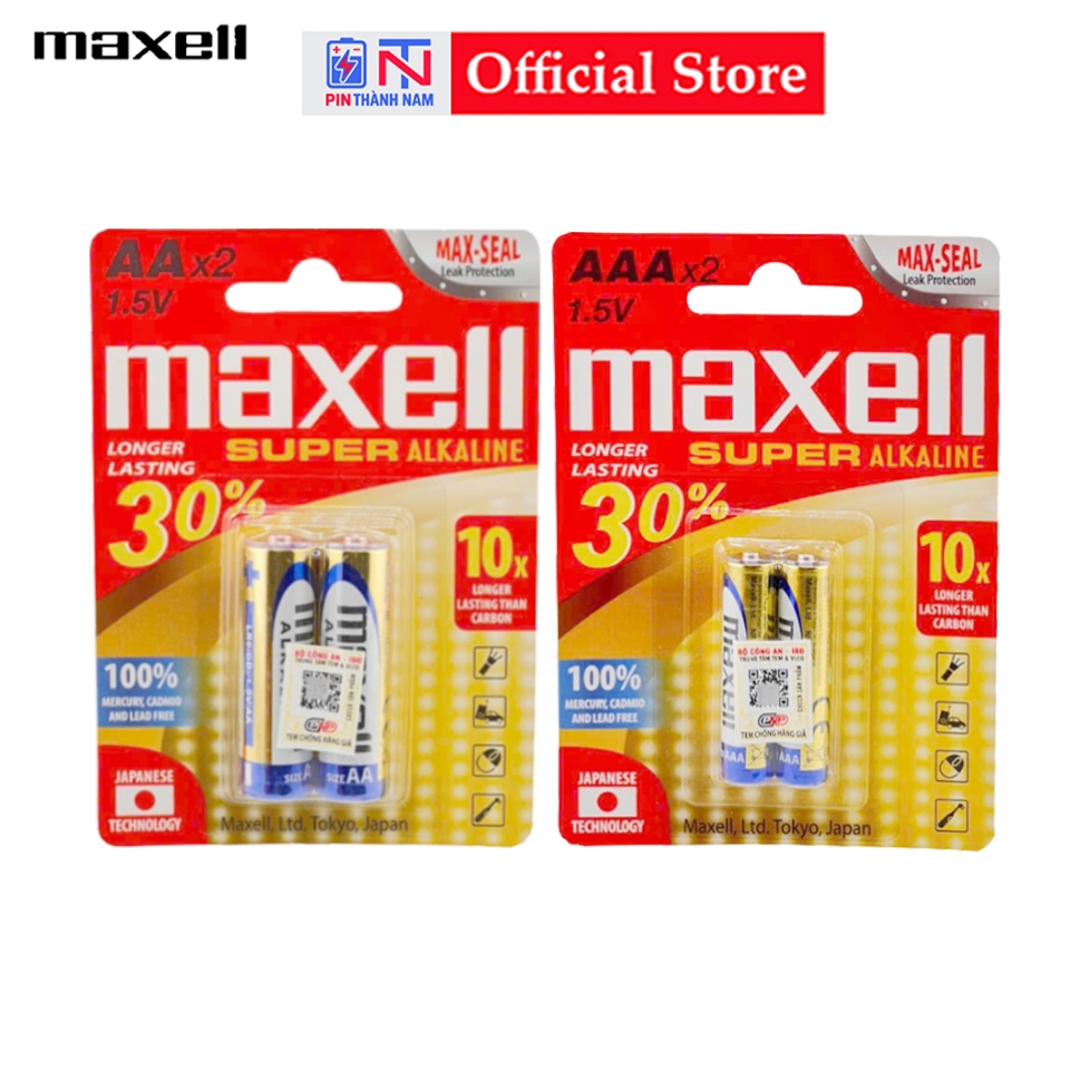Vỉ 2 Viên Pin AA , Pin AAA Maxell Super Alkaline Chính Hãng Siêu Bền ...