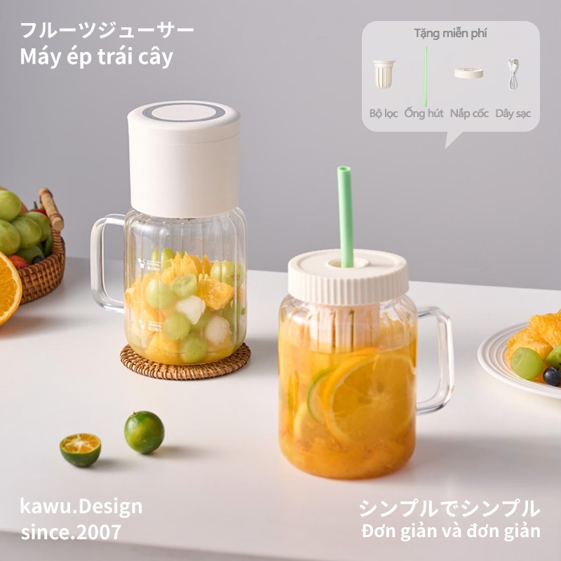 【Japan Design】KAWU máy xay sinh tố cầm tay 800ml Sạc USB Tiện mang theo Bộ Dao 10 lá Có thể xay ...