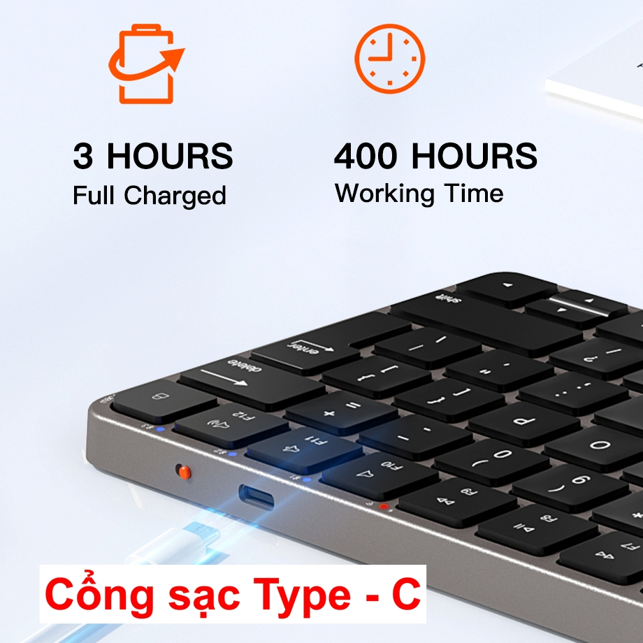 Bàn phím không dây Meetion iKey K210 không ồn 2 mode kết nối Bluetooth ...