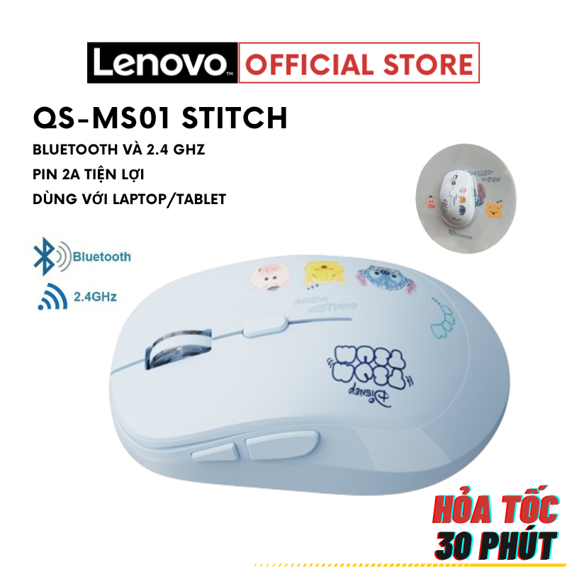 [BLUE] Chuột kèm pad gaming bluetooth Lenovo x Disney QS-MS01 - Chuyển đổi DPI 3 mức độ - Lướt ...