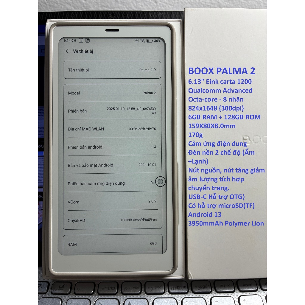 Máy đọc sách dáng điện thoại Boox P6 ( Palma 2 ) | Shopee Việt Nam