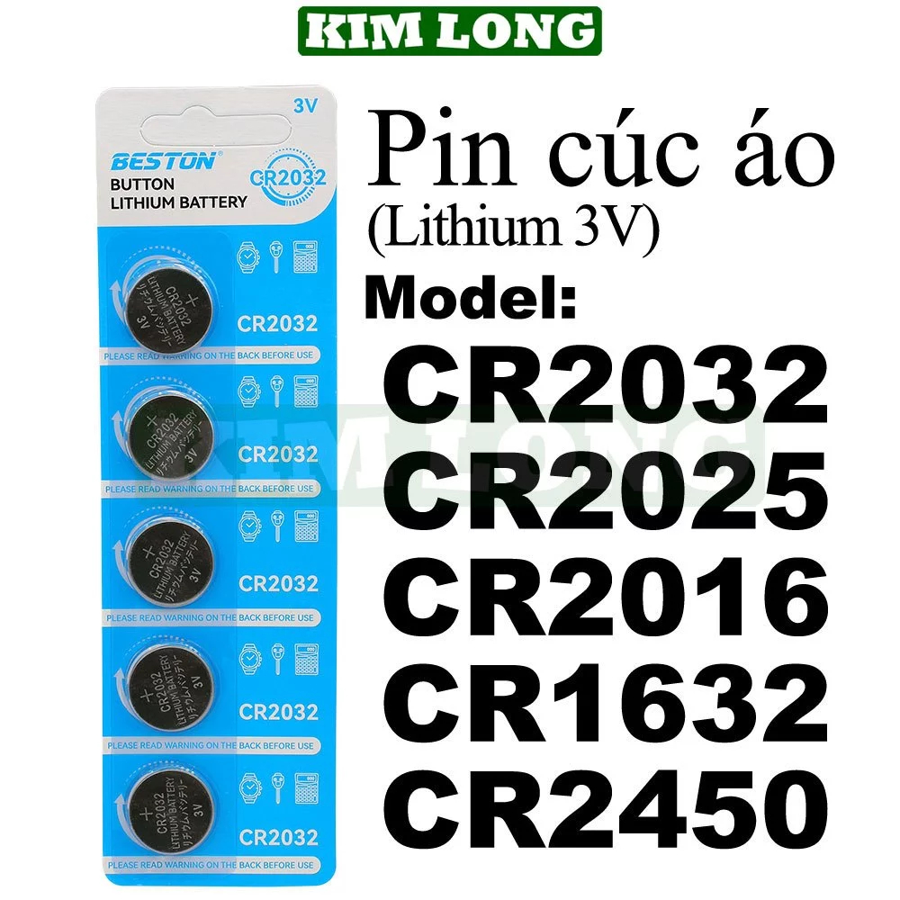 Pin Cúc Áo BESTON CR1632,CR2016,CR2025,CR2032,CR2450Lithium 3V,pin đồng ...