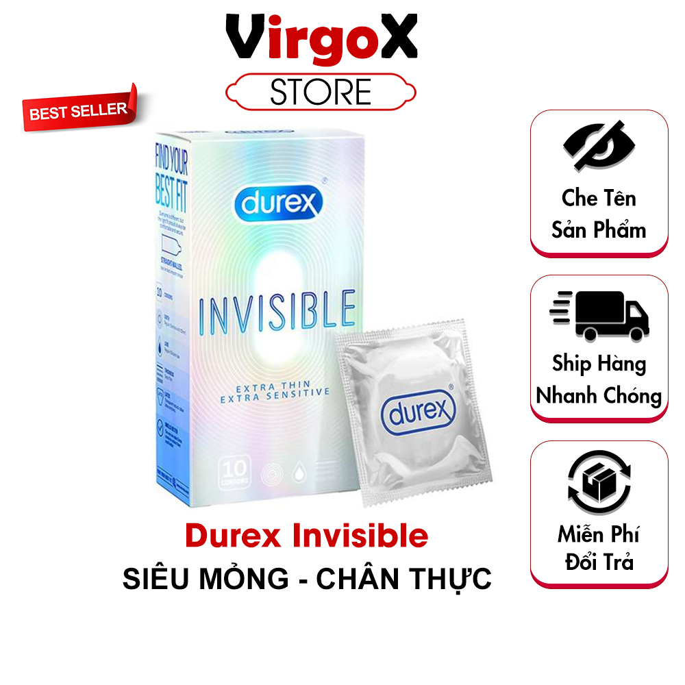 Bao Cao Su DUREX INVISIBLE Hộp 10 Chiếc – GẦN GŨI HƠN, MỎNG NHẸ HƠN, THĂNG HOA HƠN | Shopee Việt Nam