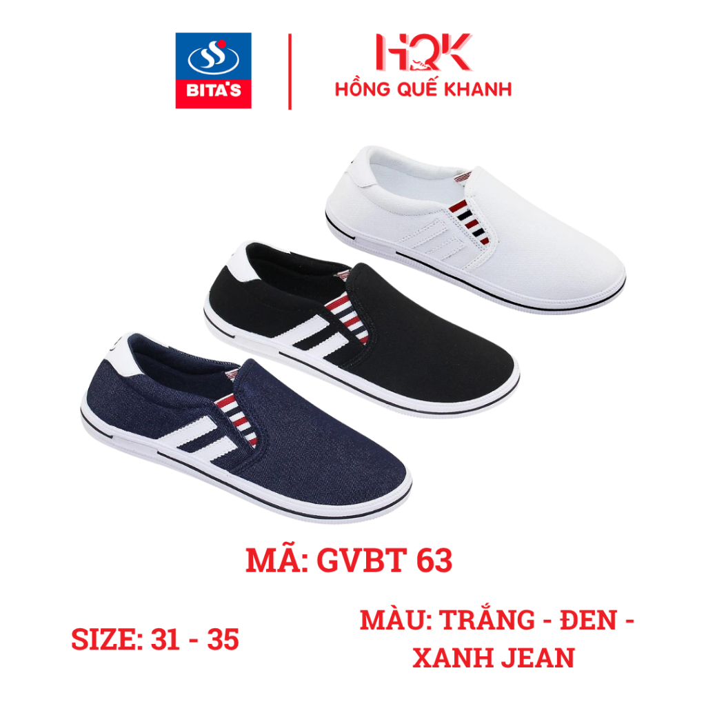 [BITA'S] GIÀY BATA XỎ THUN/GIÀY LƯỜI THỂ THAO - GVBT63 - CHẤT LIỆU VẢI CANVAS, ĐẾ CAO SU CHỐNG ...