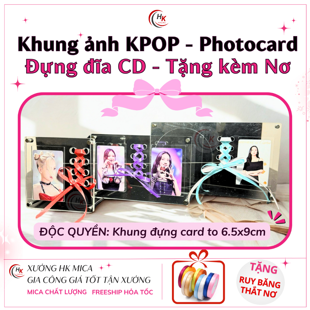 [Tặng Ruy Băng] Khung Ảnh Mica Acrylic Trong Suốt Kpop Anime Đựng Card ...
