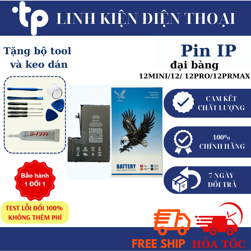 PIN ĐẠI BÀNG CHO IP 12 MINI / 12 / 12 PRO / 12 PRM MAX (TẶNG BỘ SỬA VÀ ...