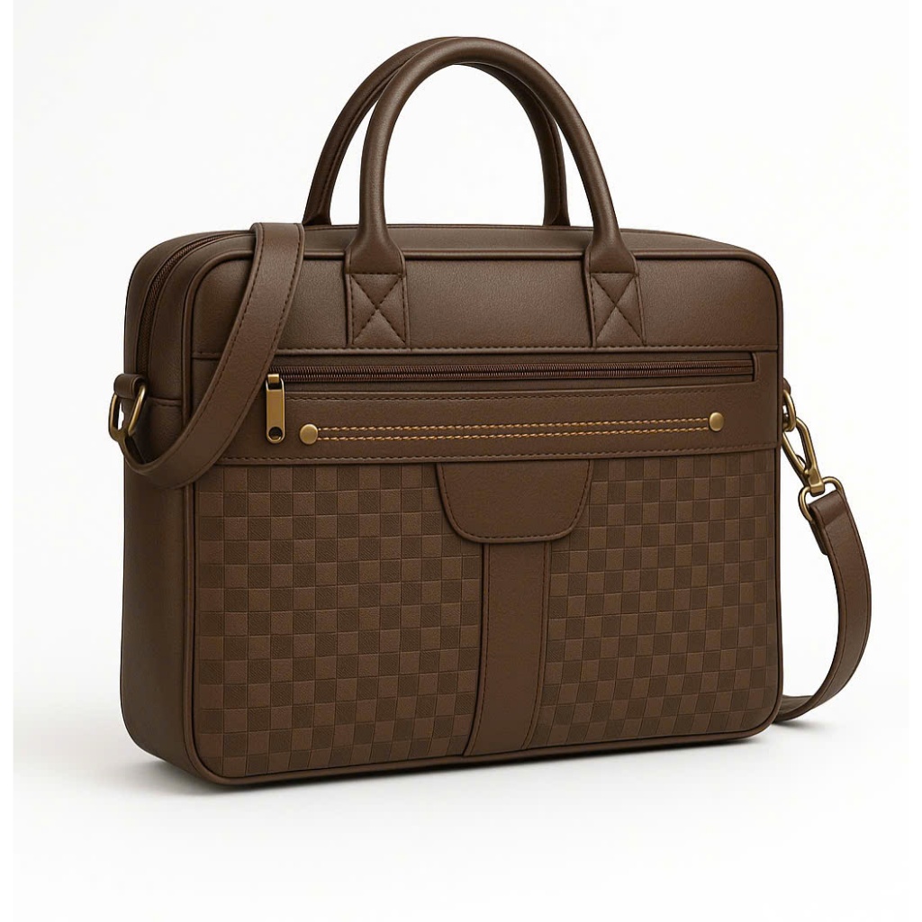 Cặp da cao cấp vân caro Zenka lịch lãm sang trọng_ZKC18_1 | Shopee Việt Nam