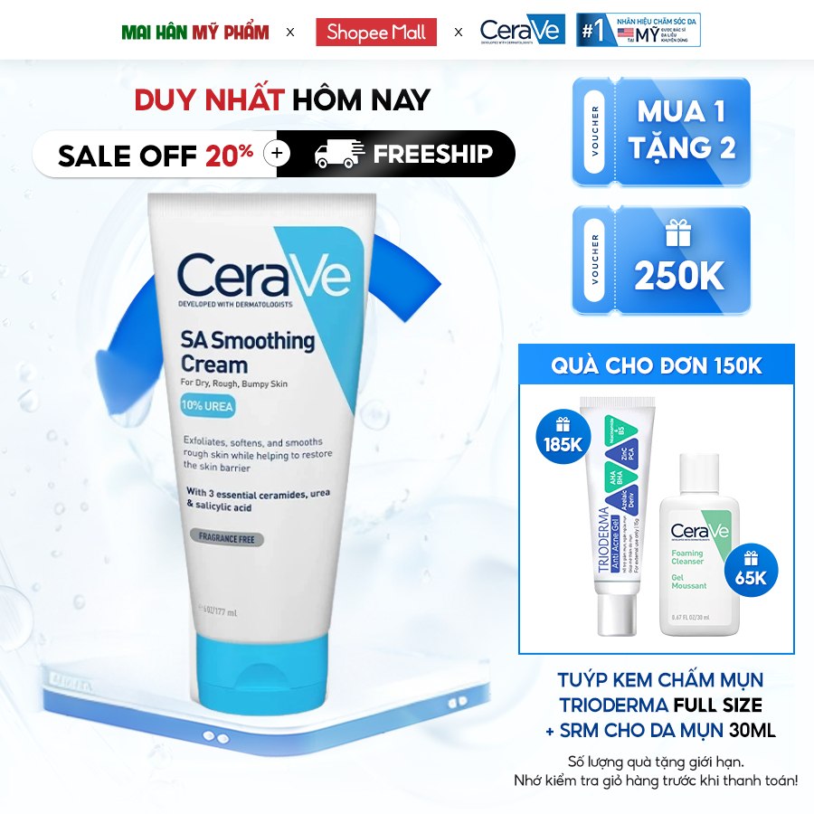 Kem dưỡng ẩm dành cho da khô ráp, sần sùi CeraVe SA Smoothing Cream ...