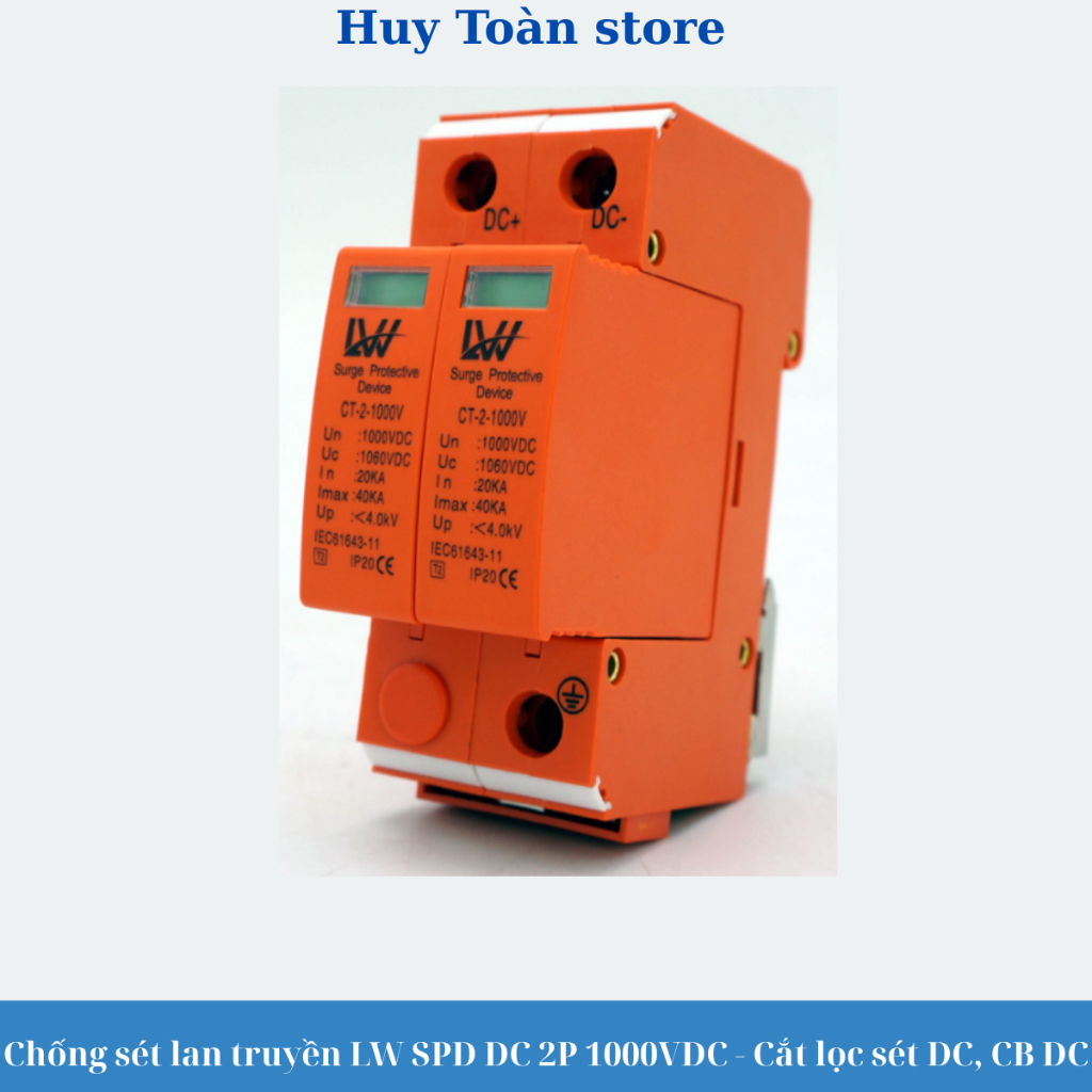 Chống sét lan truyền LW SPD DC 2P 1000VDC - Cắt lọc sét DC, CB DC ...