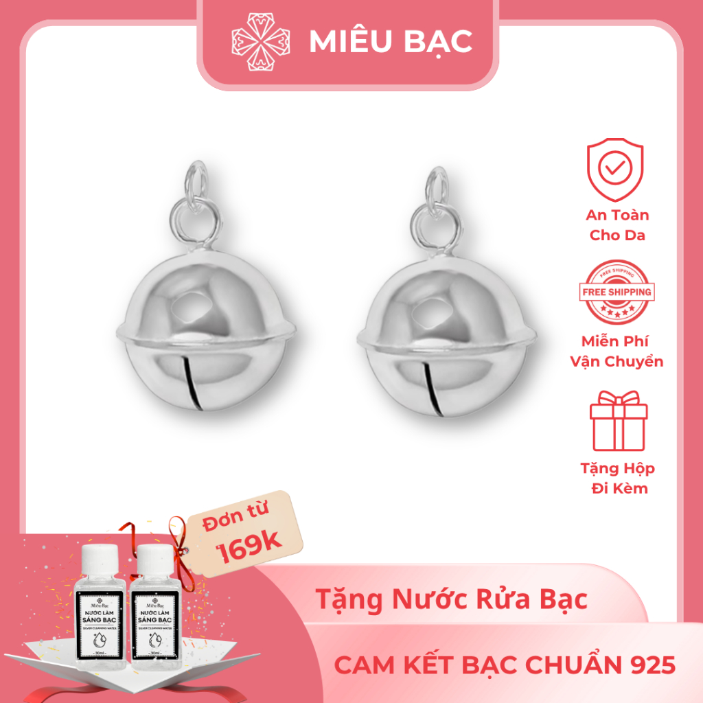 Chuông Bạc Ta MIÊU BẠC Phụ kiện Mix charm vào lắc tay, lắc chân, vòng cổ Charm Chuông kêu size ...