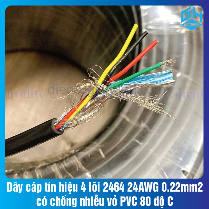 1 mét Dây cáp tín hiệu 4 lõi 2464 24AWG 0.22mm2 có chống nhiễu vỏ PVC ...