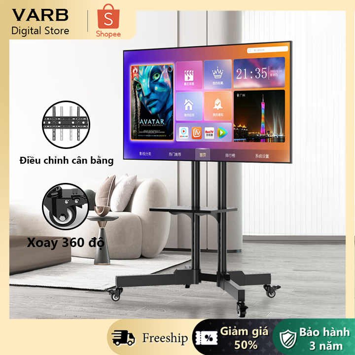 VARB 32 - 85 inch Khẩu Kệ Treo Tivi Có Bánh Xe Di Chuyển phổ thông Chân ...