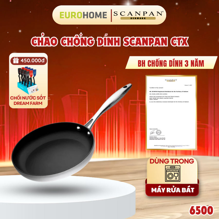 [CTX 6500] Chảo chống dính bếp từ Scanpan CTX 6500-20/24/26/28 cm, 7 lớp đúc liền nguyên khối ...