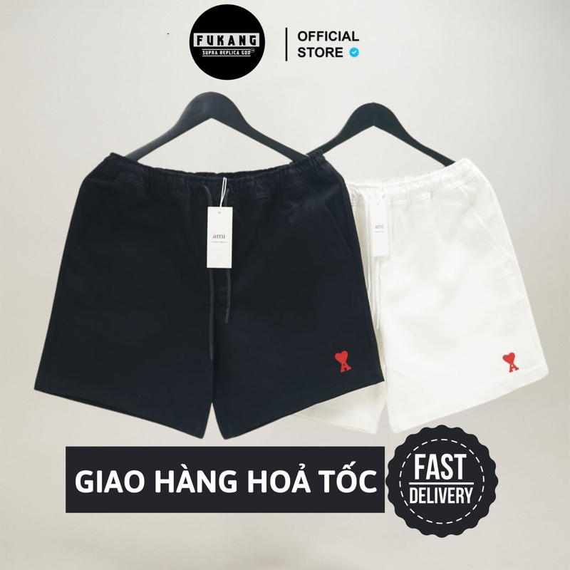Quần Short Ami Thêu Trái Tim Basic Lưng Thun Cao Cấp Form Rộng Trên Gối ...