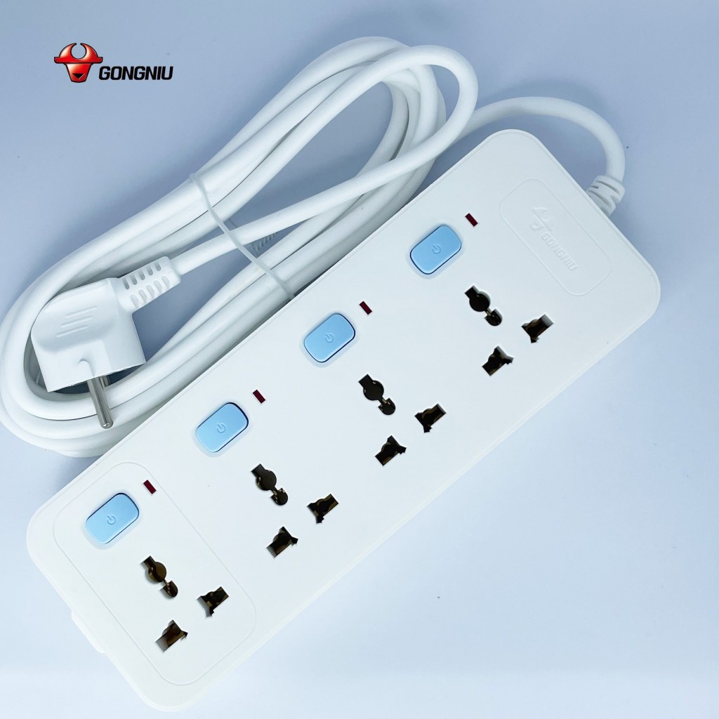 Ổ Cắm Điện Chống Cháy GONGNIU - 3 mét - 2500W 10A - Chính Hãng - 3/4/6/8 lỗ 2 chấu - 4/6 lỗ 3 ...