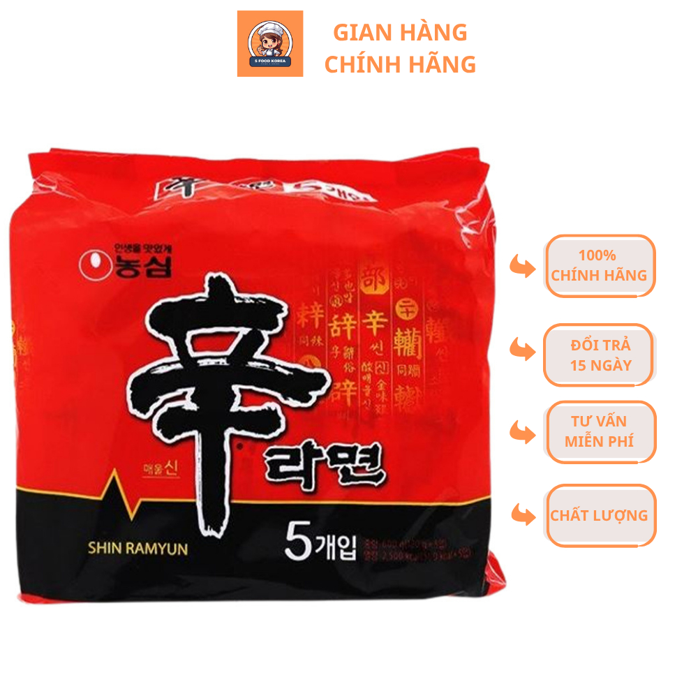 (NHẬP KHẨU NỘI ĐỊA CHÍNH HÃNG) (Lốc 5 gói) Mì Shin Ramyun Hàn Quốc 120g ...