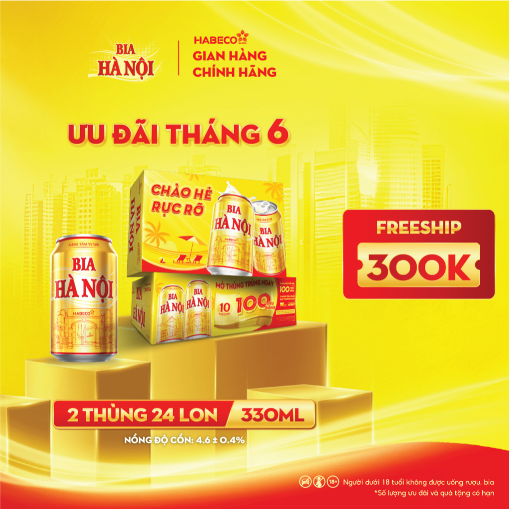COMBO 2 Thùng 24 lon Bia Hà Nội phiên bản hè 2025 – HABECO (330ml/lon ...