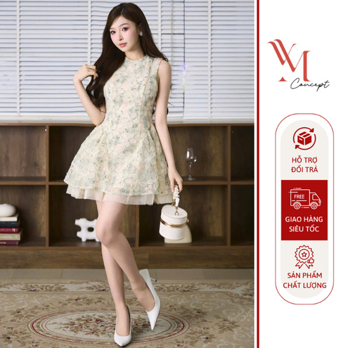 YM Concept Đầm Xòe Ren Hoa Kết Hợp Lưới Sát Nách - Phong Cách Nữ Tính, Thanh Lịch - Màu Hồng ...