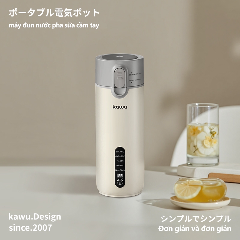 【Japan Design】Kawu bình đun nước pha sữa cầm tay đa năng 4 Chế Độ Nhiệt 300W inox 304 mini 400ml ...