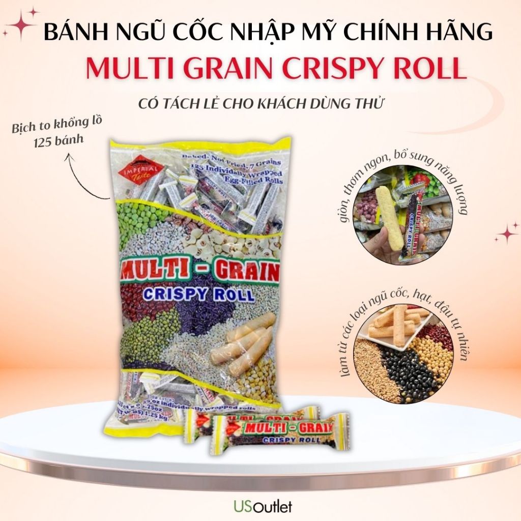 Bánh ngũ cốc Mỹ Multi Grain Crispy Roll Bịch To Khổng Lồ - Có Tách Lẻ ...