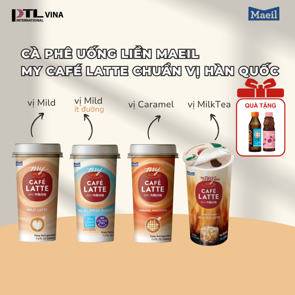 Cà phê uống liền Maeil My Café Latte Hàn Quốc dạng chai đủ vị, mát lạnh ...