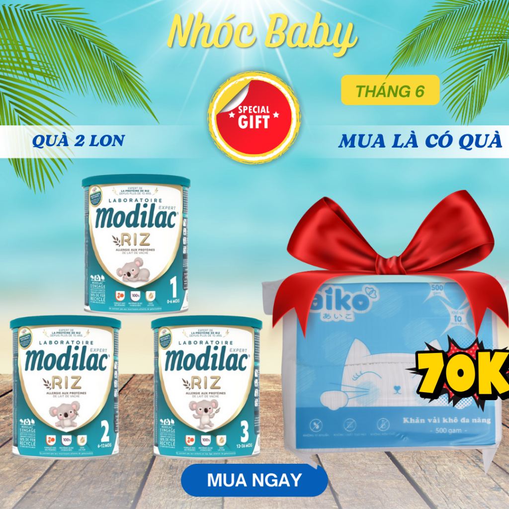 Sữa Modilac Riz số 1, 2, 3 Lon 800g dành cho trẻ dị ứng đạm bò và bất ...