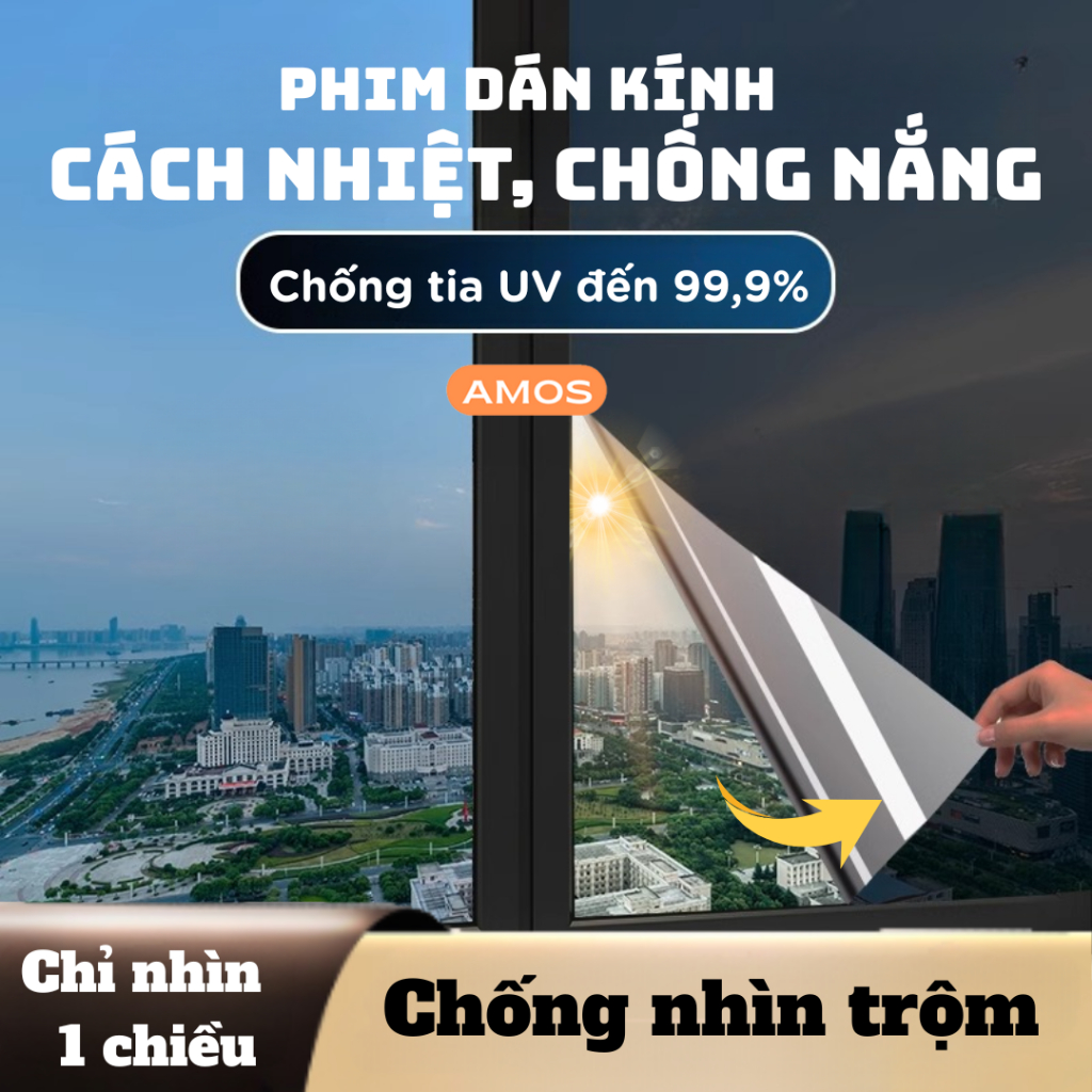 Phim dán kính chống nắng cách nhiệt phản quang AMOS, Decal dán kính ...